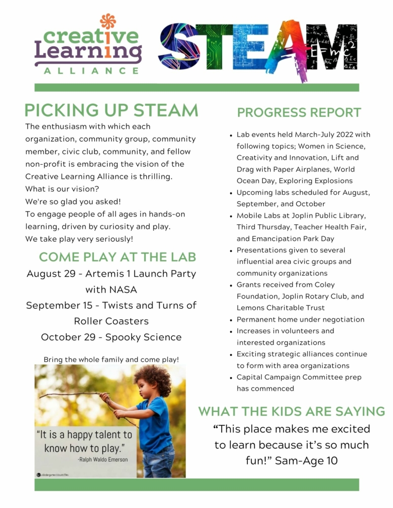 Picking Up STEAM Newsletter – Creative Learning Alliance Picking Up STEAM Newsletter – Creative Learning Alliance